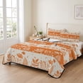 90x96in Quilt Bedding Set, Fall Flowers Leaves Orange Watercolor ...