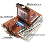 Men's Leather RFID Blocking Trifold Wallets, Double Zipper Wallet with ...