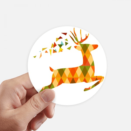 mas Colorful Elk Lattice Festival Sticker Round Wall Suitcase Laptop ...