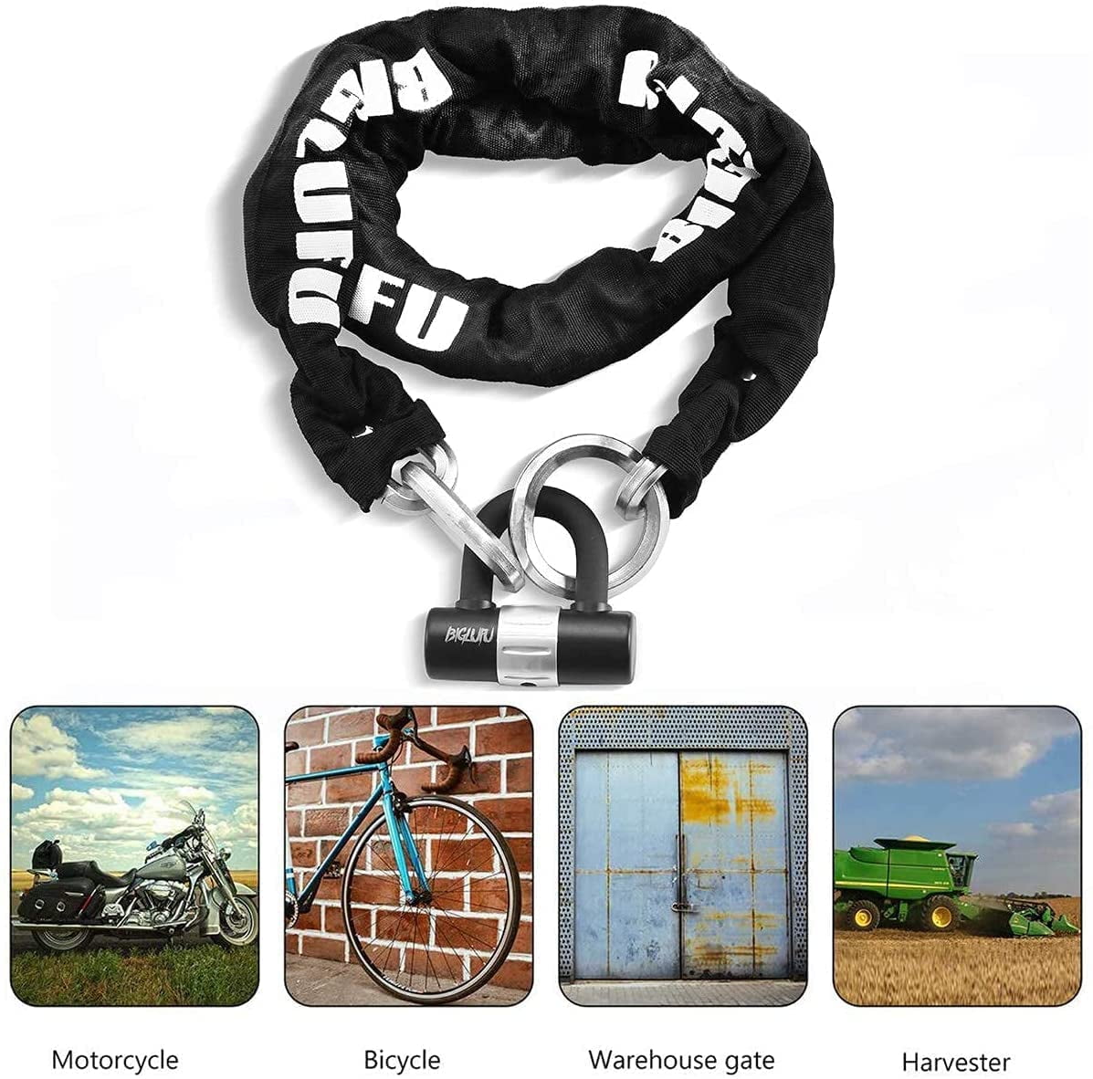 Buy BIGLUFU Motorcycle Lock Chain Locks Heavy Duty 120cm/4ft Long ...