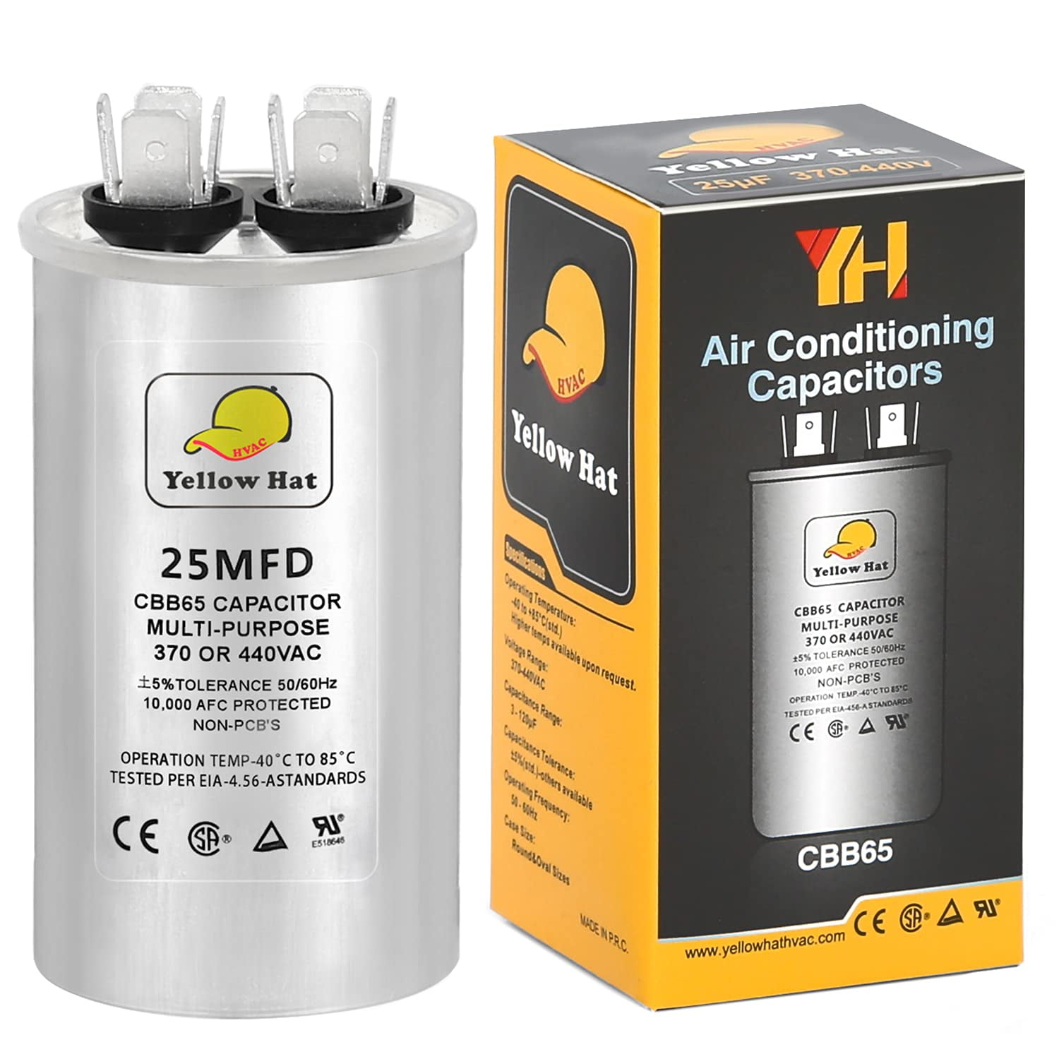 Capacitor for Air Conditioner 25 UF MFD 370 or 440 Volt VAC, Multi ...