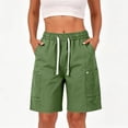Bermuda Shorts for Women Knee Length Casual Wide Leg Drawstring Hiking ...
