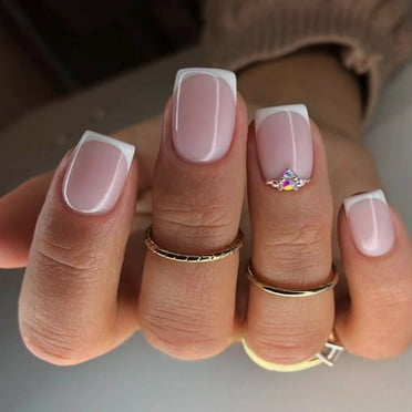 DEEHE Artificial Press On Nails Black and White Stars Reusable Fake ...