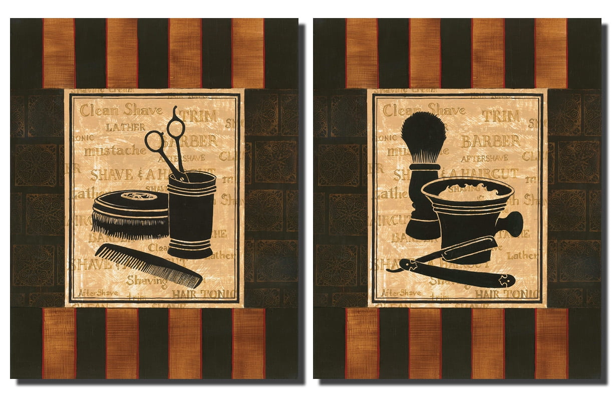 Classic Old Fashioned Barber Shop Shaving & Haircut Prints; Two 8x10in ...