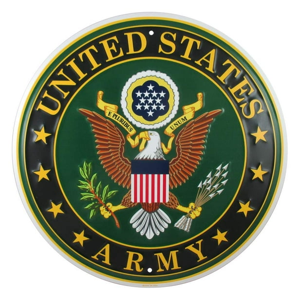 Tags America United States Army Logo Metal Sign, 12 Inch Round Embossed ...
