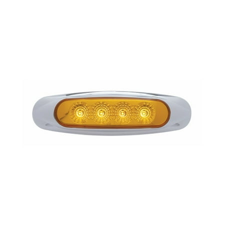 6" Amber 4 LED Truck Trailer Side Marker Clearance Light / Chrome Bezel ...
