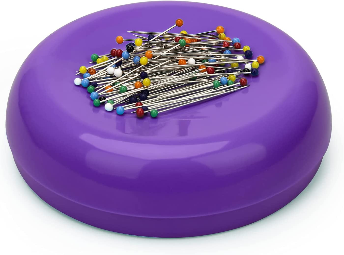 Plutput Magnetic Sewing Pincushion with 100 Plastic Head Pins, Magnetic ...