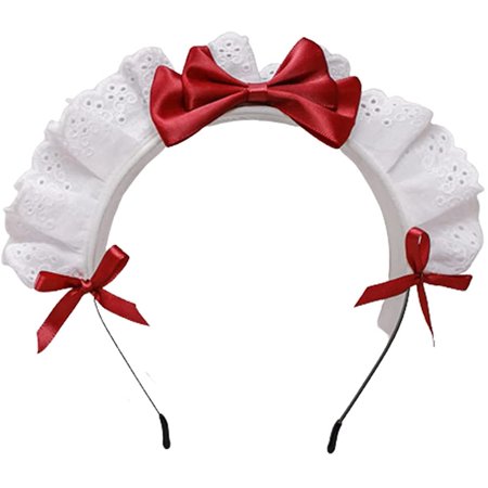HTAIGUO Maid Headband with Lace and Bow Knot, Lolita Cosplay Maid ...