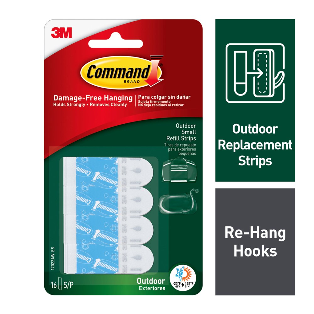 Command Outdoor Foam Strip Refills, White, Small, 16 Strips/Pack ...