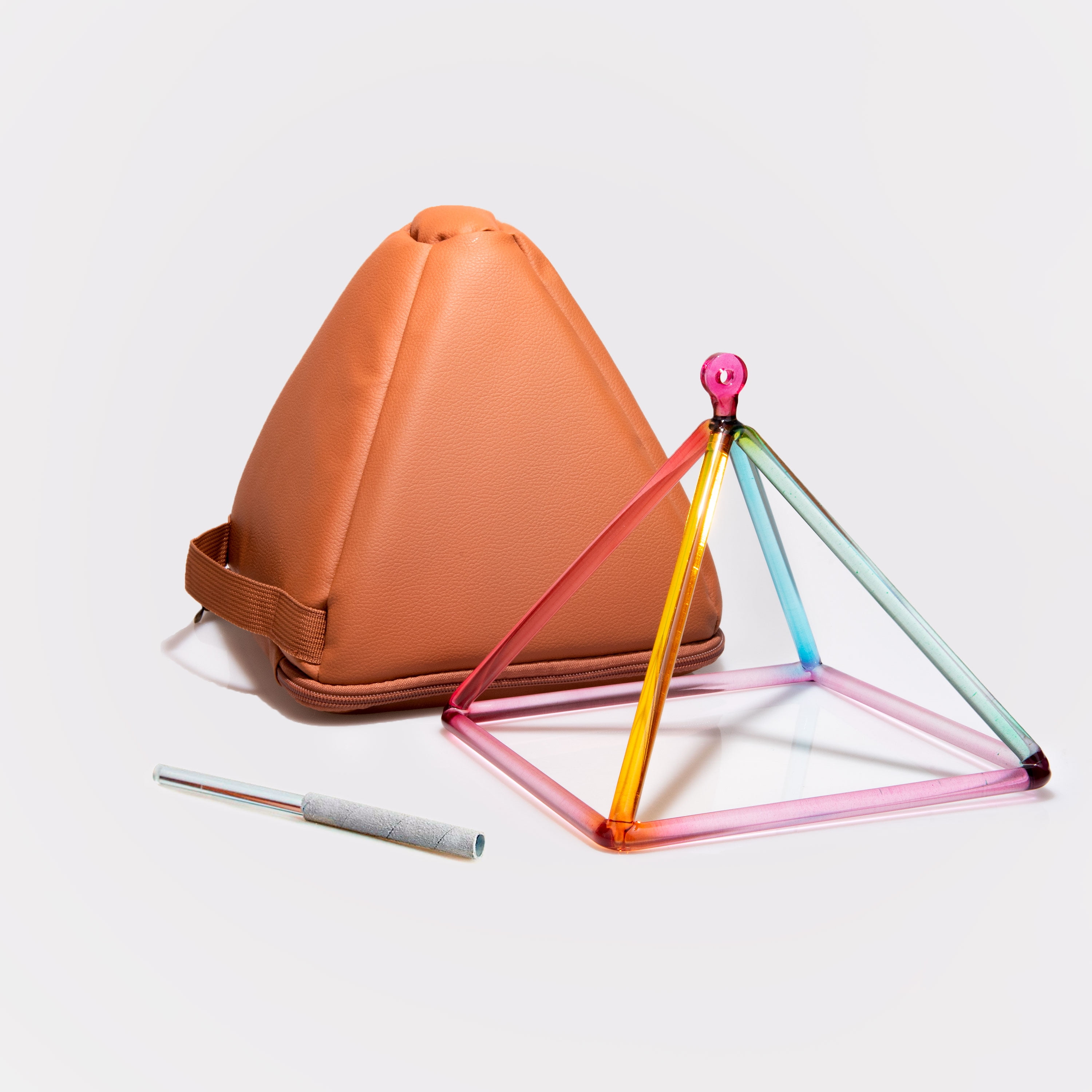 TOPFUND Rainbow Crystal Singing Pyramid 10 inch with Artificial Leather ...