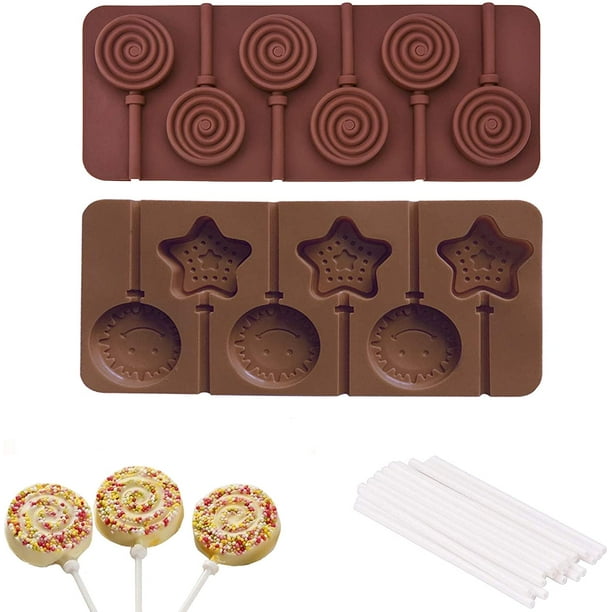 2 Pack Lollipops Chocolate Mold, 6 Holes Silicone Round Shape Molds for ...