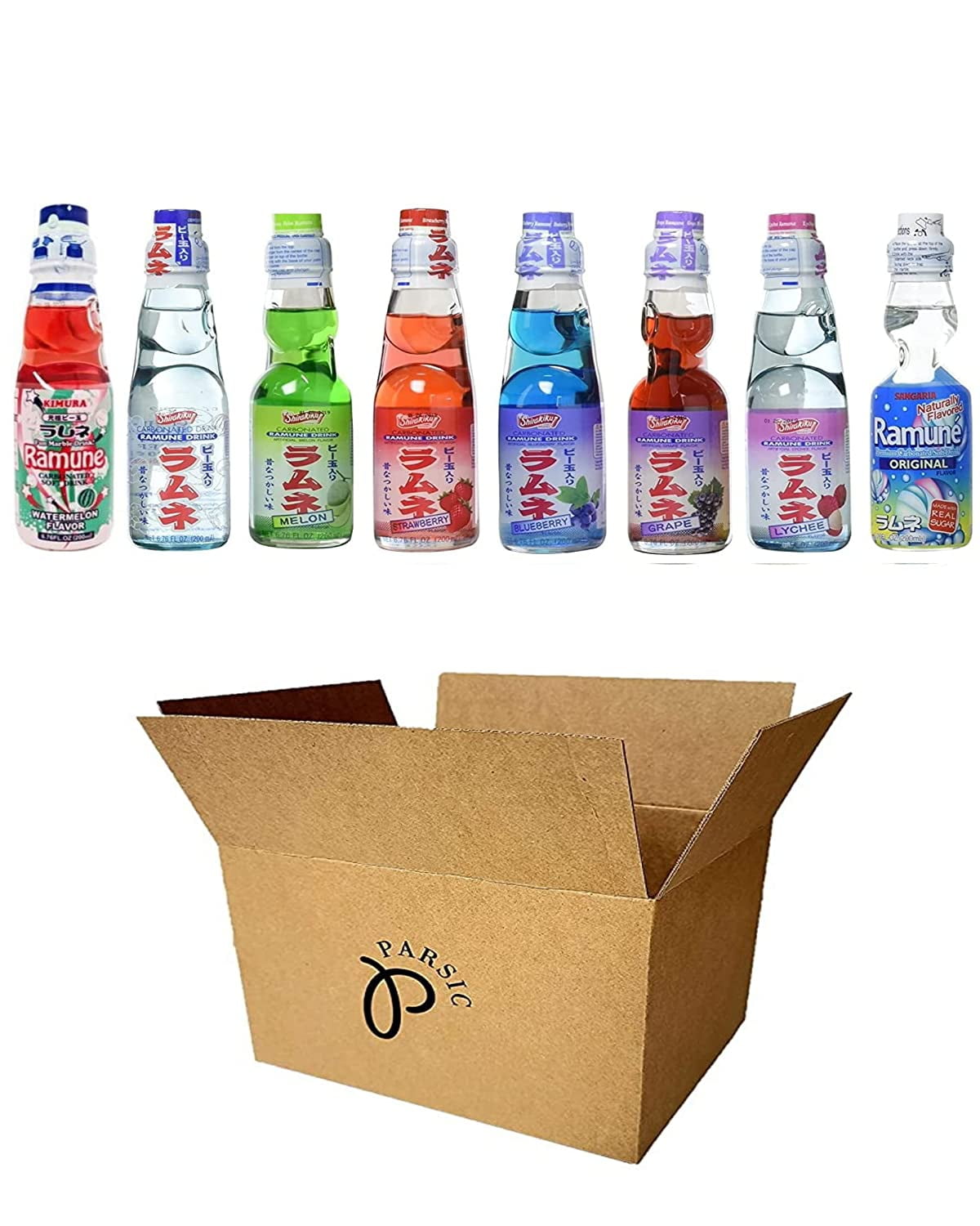 Shirakiku RAMUNE Japanese Soft Drink, 8 Bottles, 6.76 Fl Oz Each ...