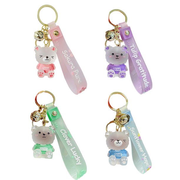 harmtty Key Chain Cartoon Jelly Color Bear Unisex Multipurpose Letter ...