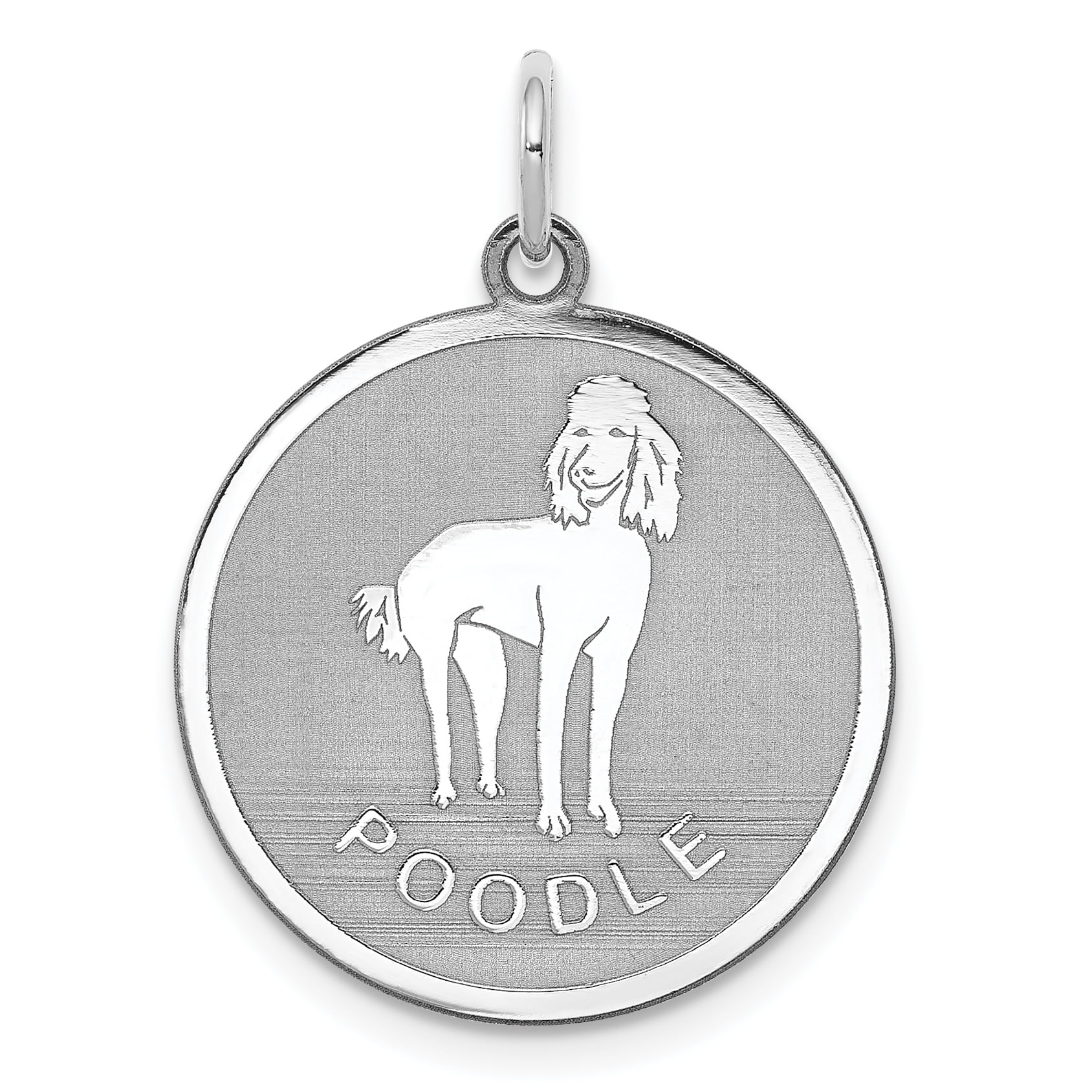 925 Sterling Silver Poodle Disc Charm Necklace Pendant Animal Dog Fine ...