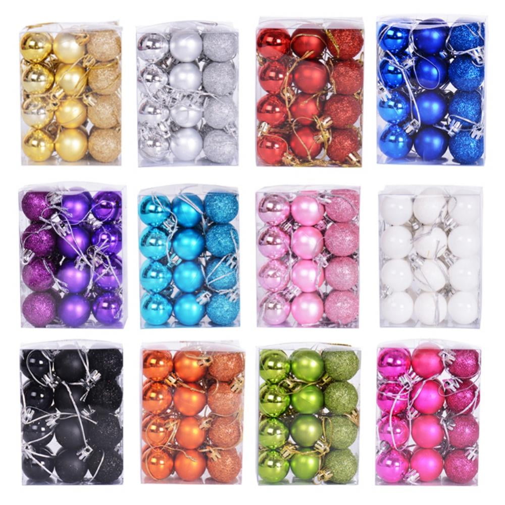 Set of 24 Mini Shatterproof Christmas Balls Tree Ornaments Party ...