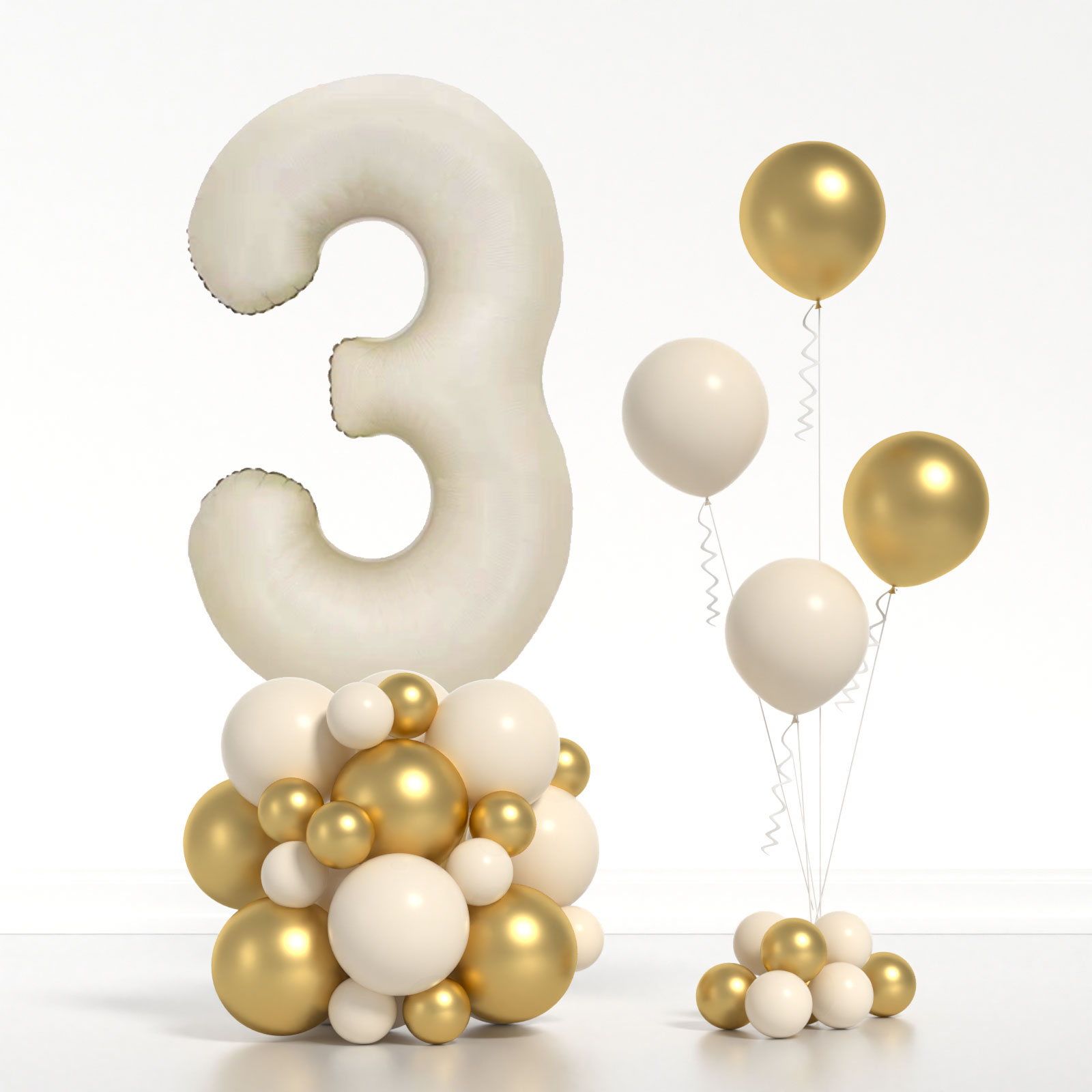 Honinda 40 Inch Large Size Number 3 Balloons Set with White Sand ...