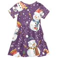 BZSMCE Short Sleeve Dress A-line Silhouette Snowman Instrumental ...