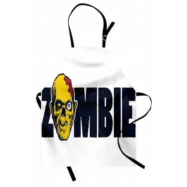 Zombie Apron Dead Human Face Caricature with Zombie Typography Style ...