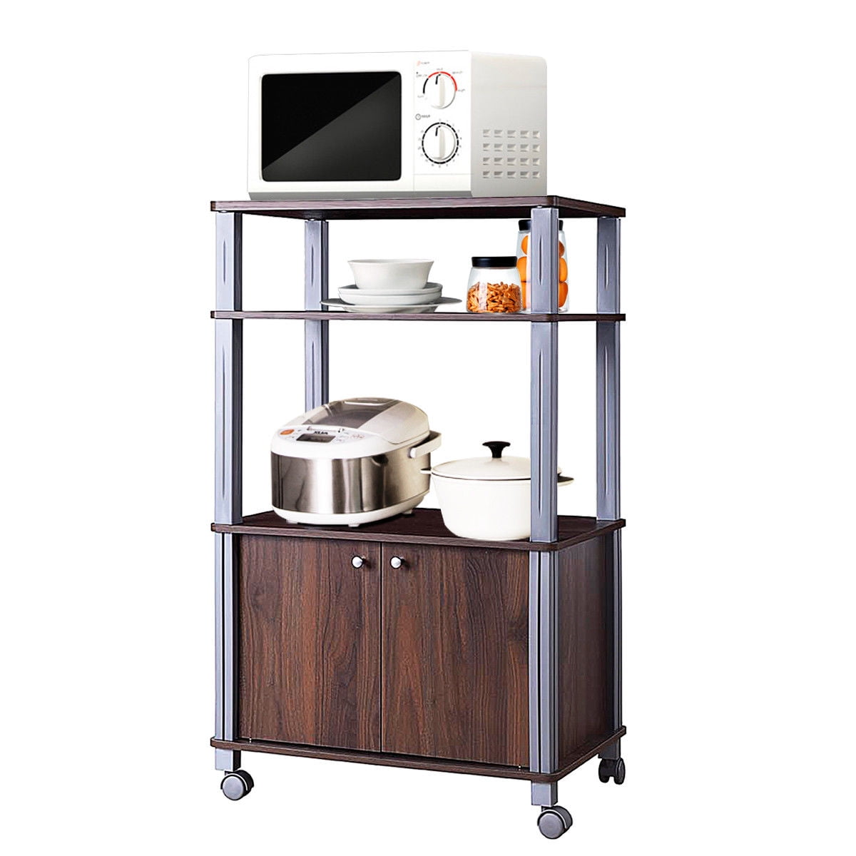 Click here for Gymax Bakers Rack Microwave Stand Rolling Storage... prices
