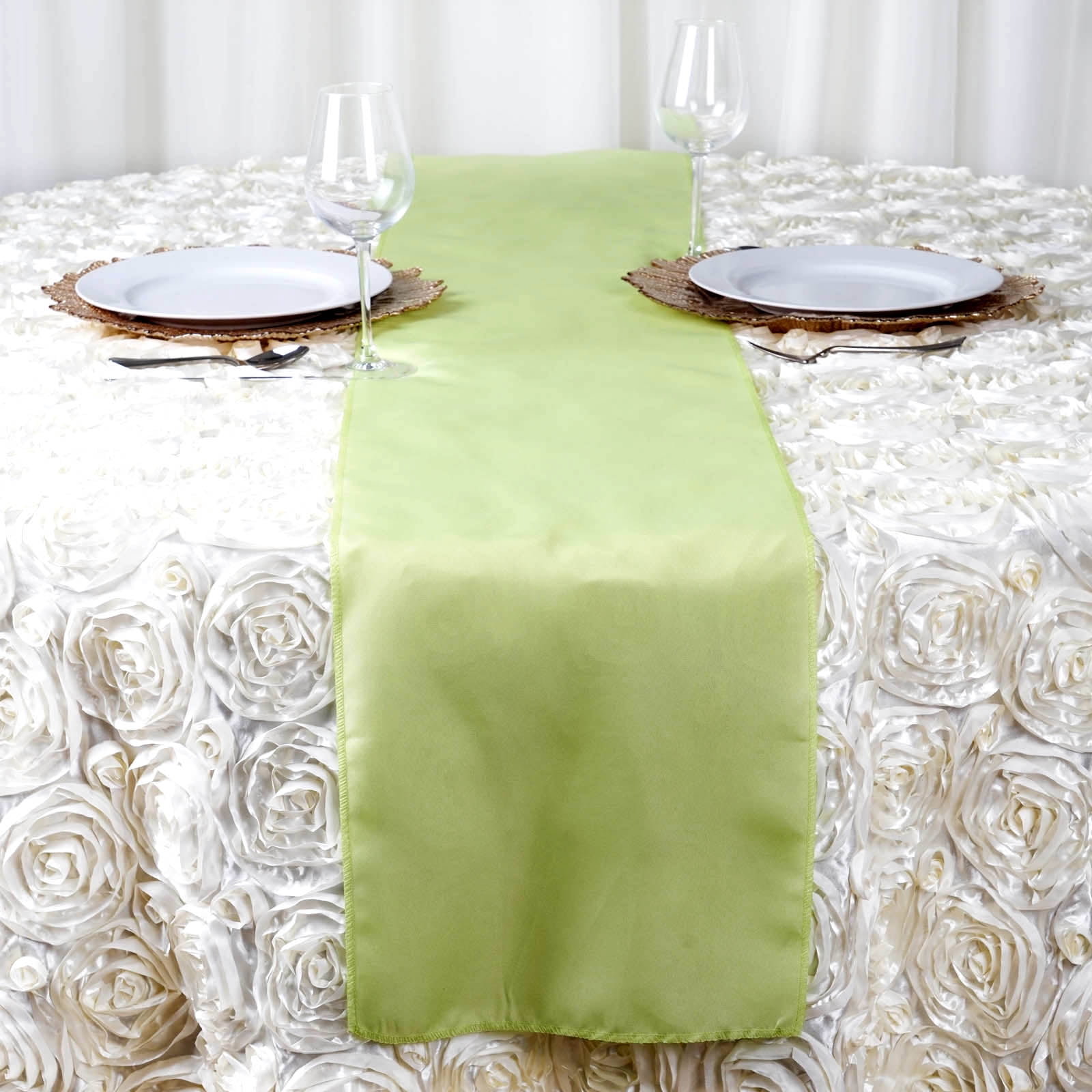 BalsaCircle 12" x 108" Polyester Table Top Runner - Apple Green ...