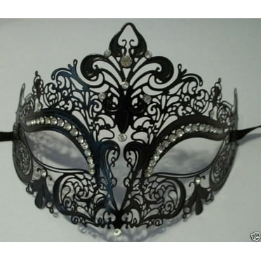 Black Blue Male Diamond design Laser Cut Venetian Masquerade Metal Mask ...
