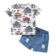 BOOMNY Boys Outfits Set Cartoon Graphic Short Sleeve Tshirts Denim ...