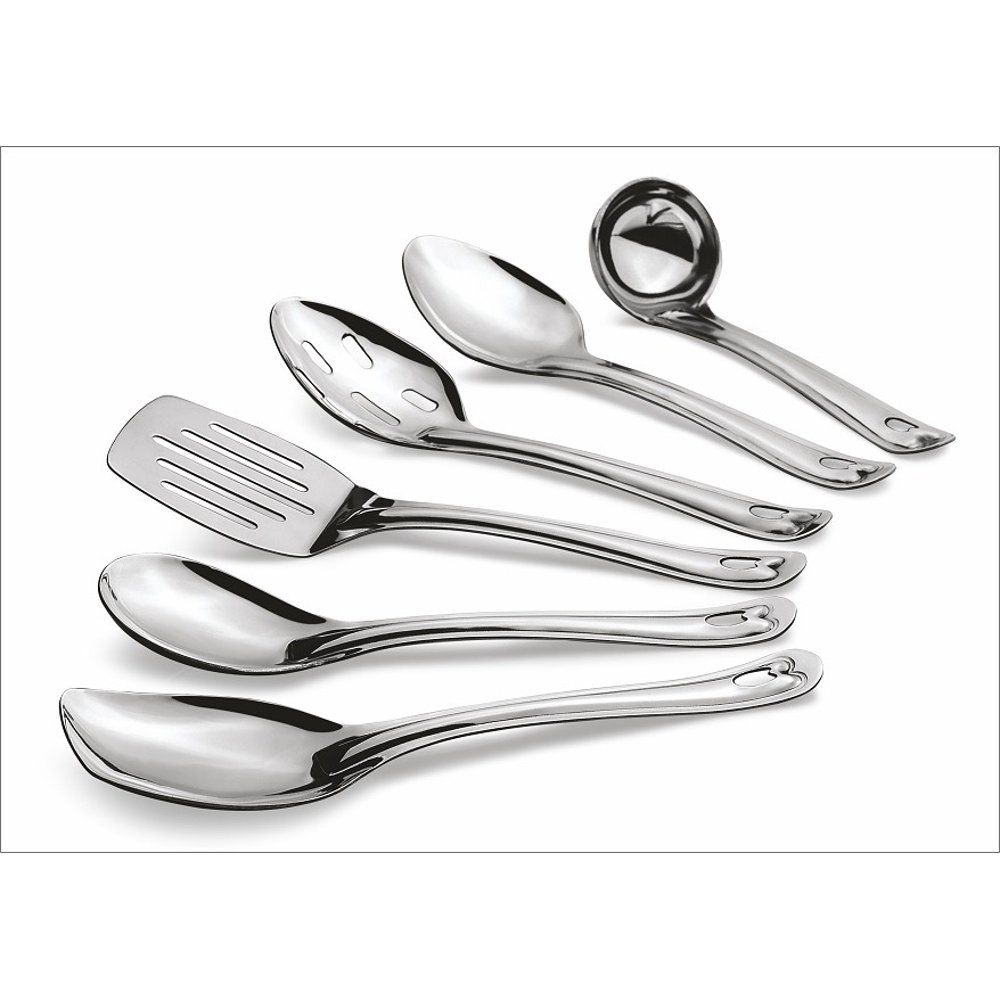 Complete 6 Piece 9" Stainless Steel Cooking & Serving Spoon Set ...