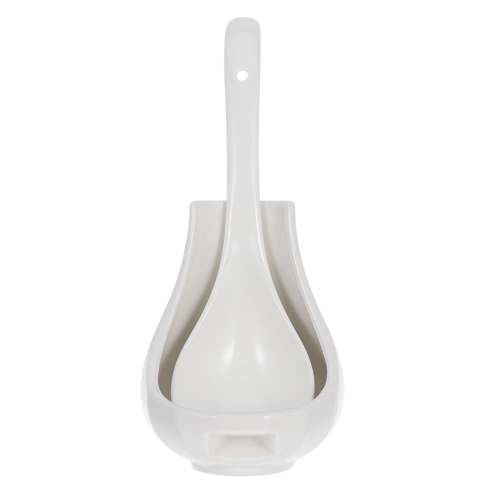 Qusenong 1 Set Ceramic Large Soup Spoon Ceramic Rice Spoon Porridge Spoon With Spoon Rest 22.5x6.5cm