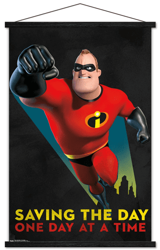 Disney Pixar The Incredibles 2 - Mr. Incredible Wall Poster with Wooden ...