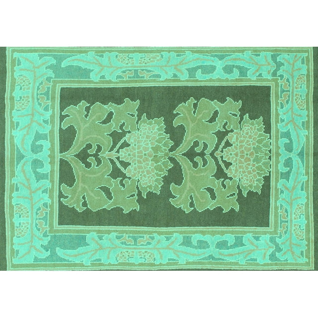 Ahgly Company Machine Washable Indoor Rectangle Abstract Turquoise Blue ...