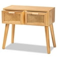 Baxton Studio Falan Mid-Century Wood and Rattan 2 Door Console Table ...