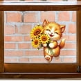 Charming Orange and White Kitten Window Sticker with Rustic Flower ...