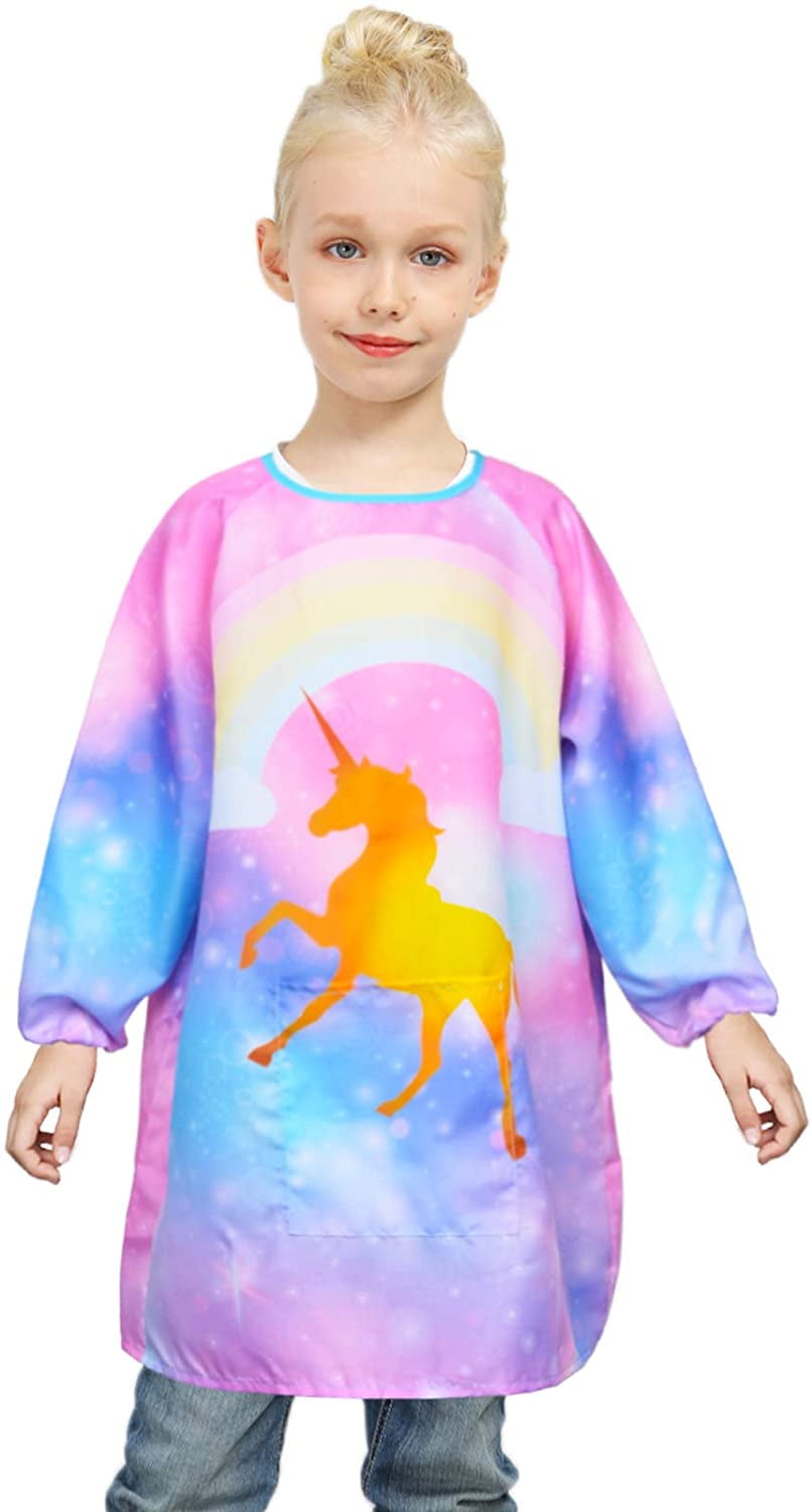 Kids Art Smock Unicorn Painting Artist Apron Waterproof Paint Smocks ...