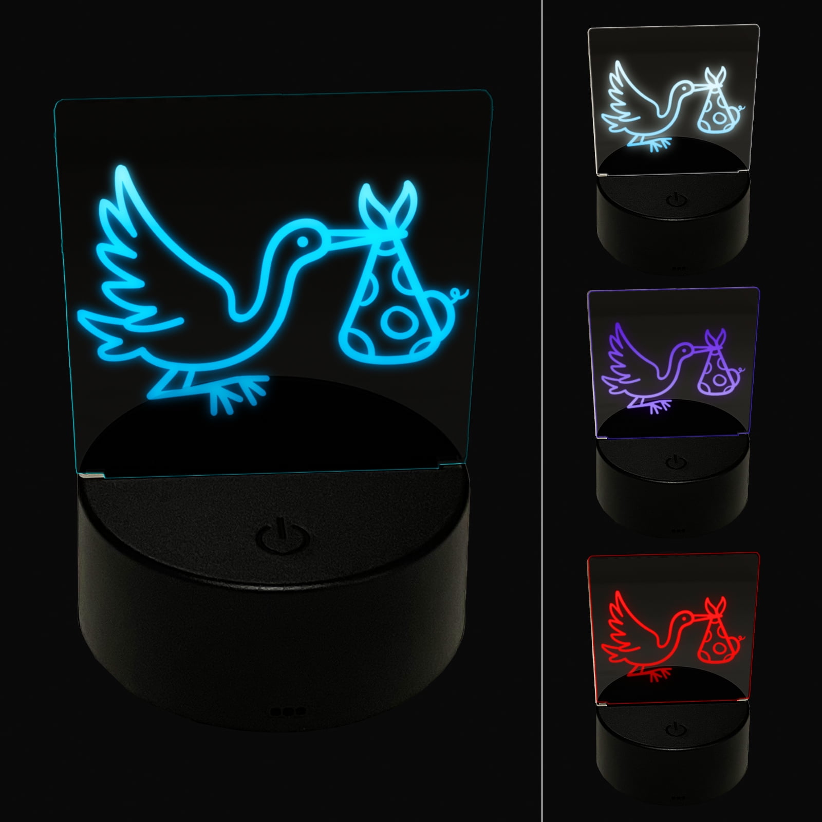 Stork Carrying a Baby Shower Pregnancy LED Night Light Sign 3D Illusion ...