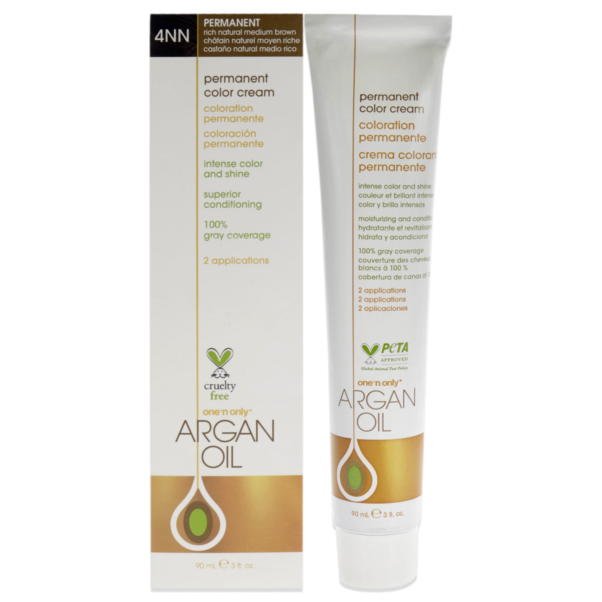 One N Only Argan Oil Permanent Color Cream 4nn Rich Natural Medium Brown 3 Oz Hair Color