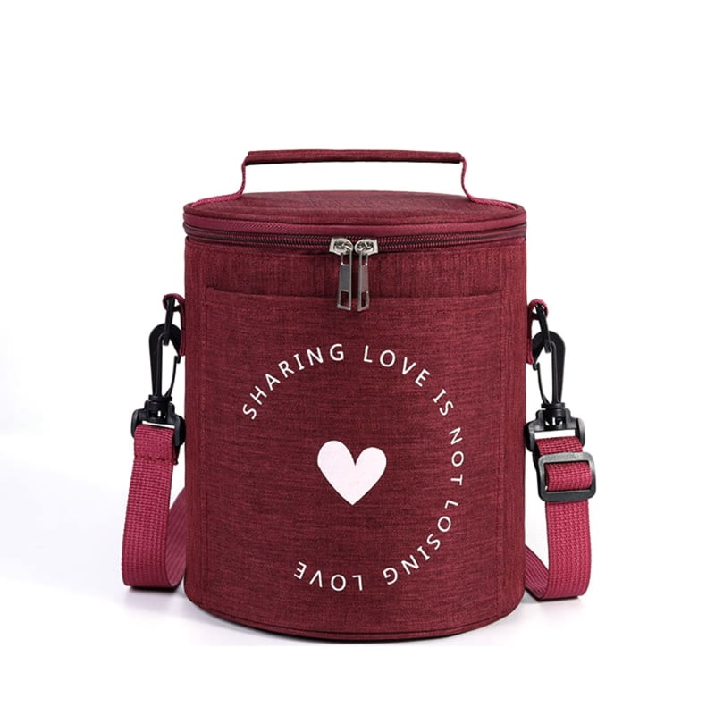 GENEMA Waterproof Oxford Insulated Round Lunch Tote Portable Cylinder ...