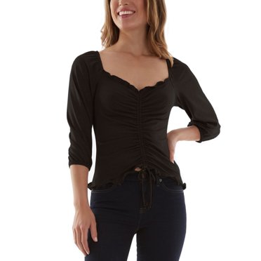 Music Legs 60001-BLACK Metallic Tie Front Top & Pleated Micro Mini ...