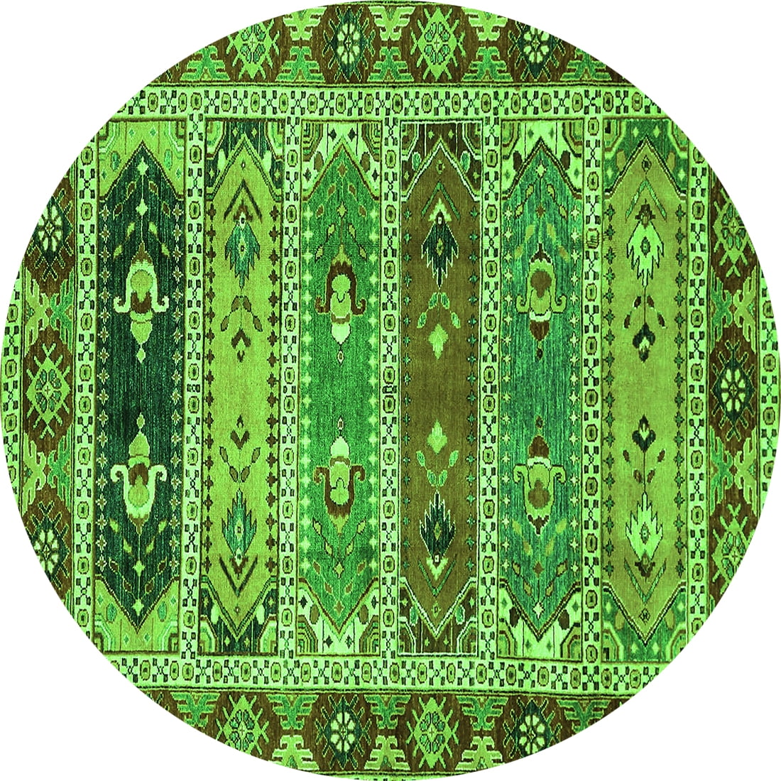 Ahgly Company Indoor Round Abstract Green Modern Area Rugs, 6' Round ...