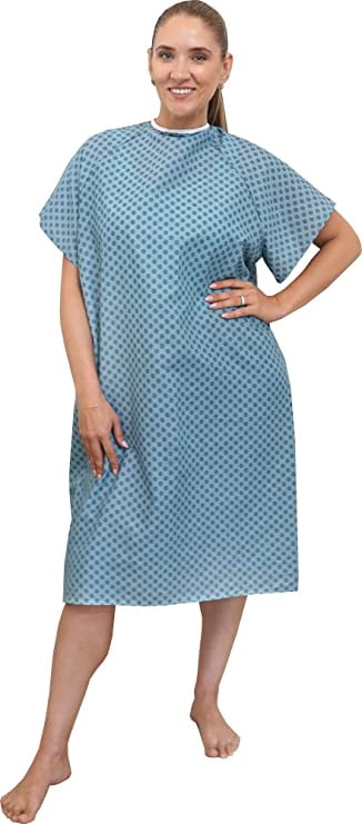 12 Pack - Blue Hospital Gown with Back Tie / Hospital Patient Robes ...