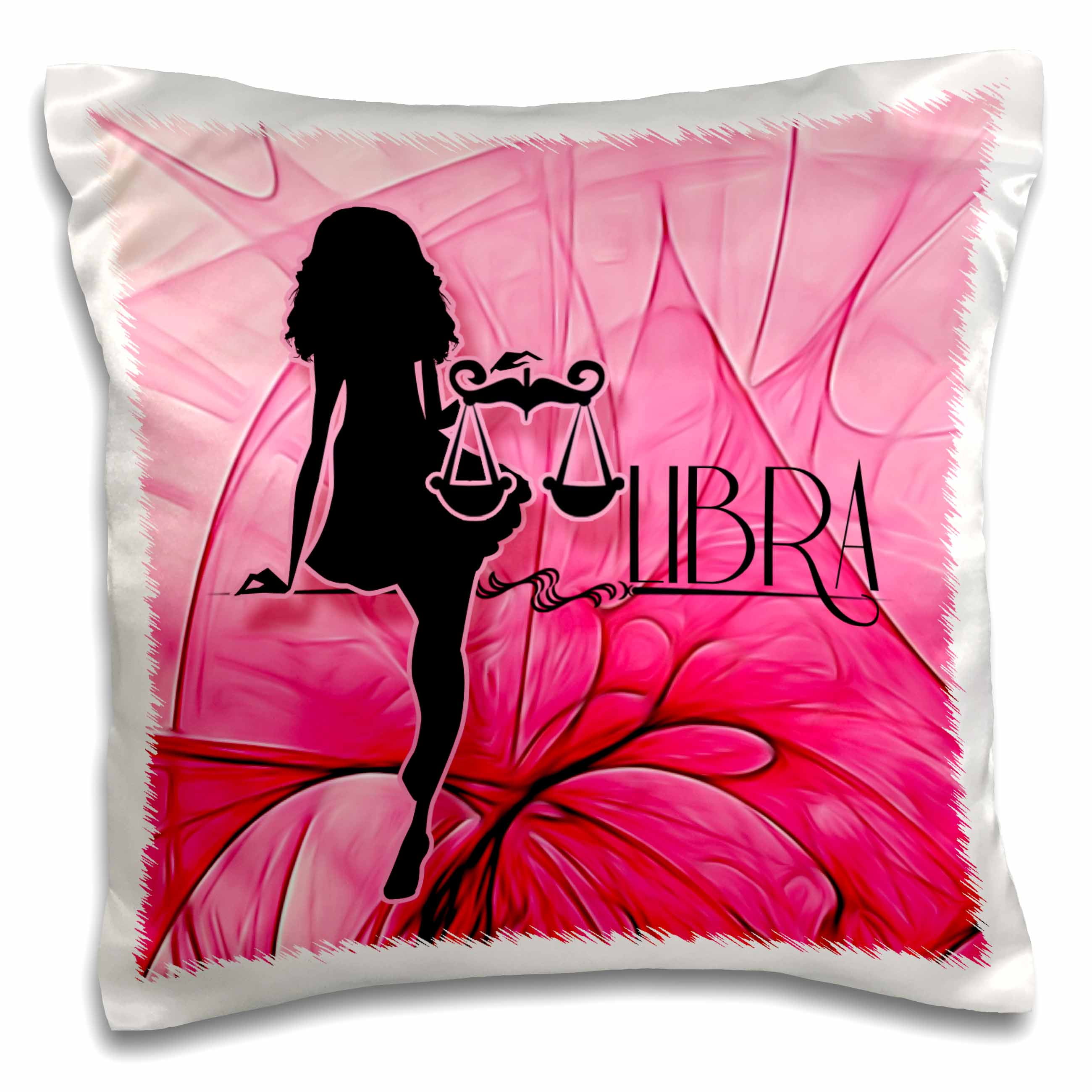 Lady Libra in Pink and Black Swirls Zodiac Collection 16x16 inch Pillow ...