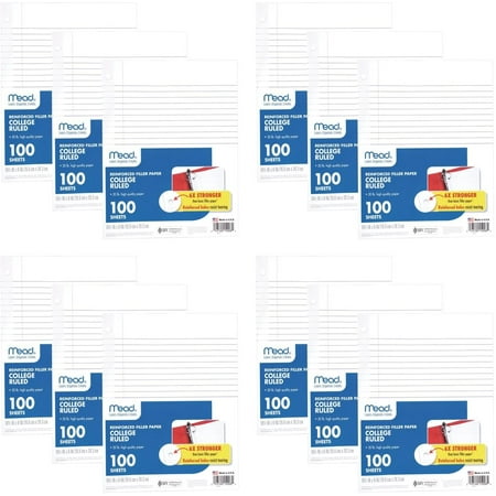 Mead Loose Leaf Paper, Filler Paper, Reinforced, College Ruled, 100 ...