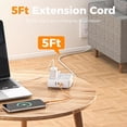 Surge Protector Power Strip, 5 Ft Flat Plug Extension Cord with 3 USB ...