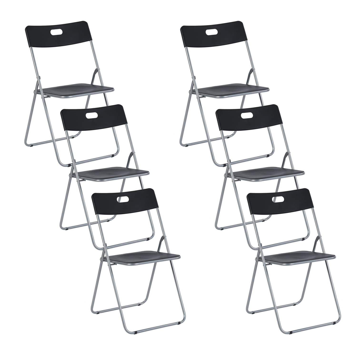 FurnitureR 6 Pack Plastic Folding Stackable Chairs, for Indoor Outdoor ...
