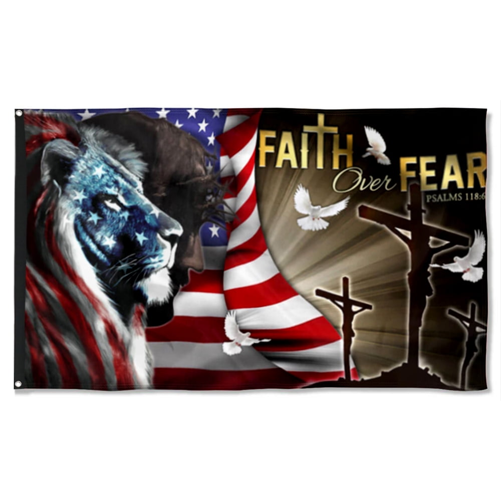 Cayyon Jesus Flag 3x5feet Jesus Faith Over Fear Christian Cross