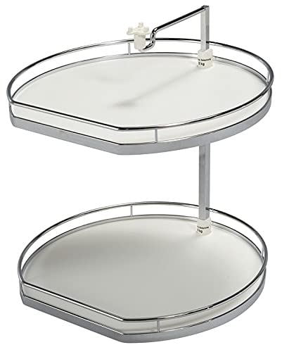 D-Shaped Nonslip 2-Shelf Revolving Lazy Susan Set for Upper Wall Corner ...