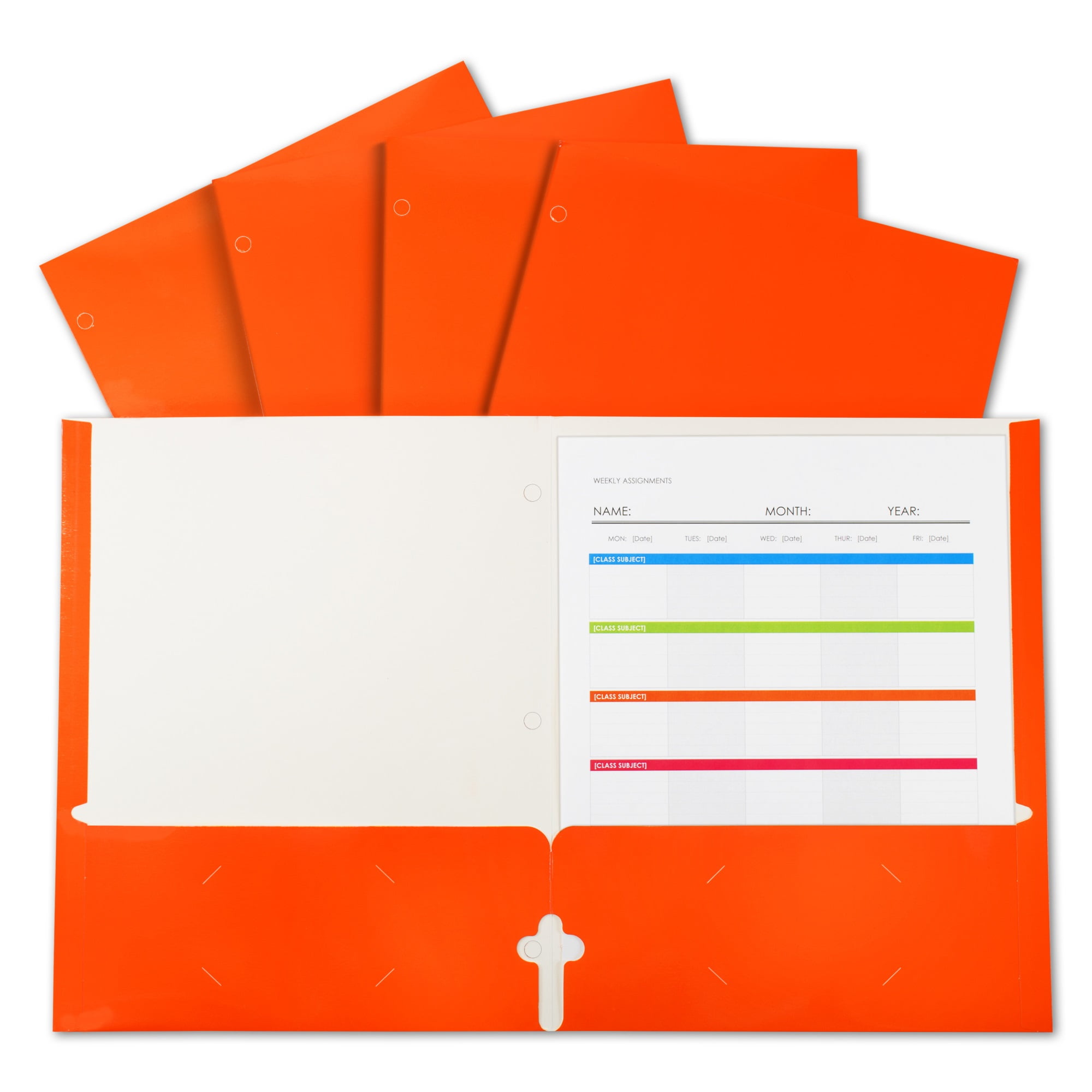 C-Line 2-Pocket Laminated Paper Portfolios with 3-Hole Punch, Orange ...