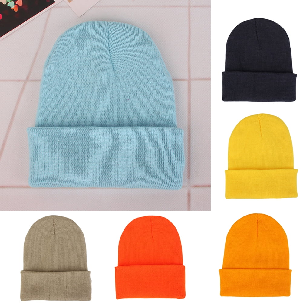 LINASHI Elastic Winter Beanie Cap Warm Knit Cuff Skull Beanie Caps for Men or Women for Spring ...