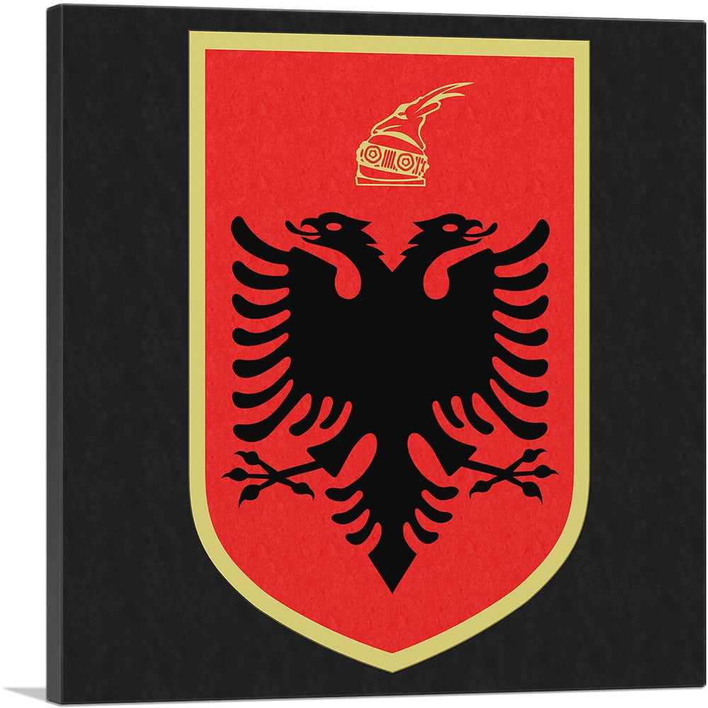 ARTCANVAS Albanian Country in the Balkans Coat of Arms Canvas Art Print ...