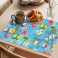 Blue Flamingos Placemats Set of 6 Tropical Summer Botanical Fruits ...