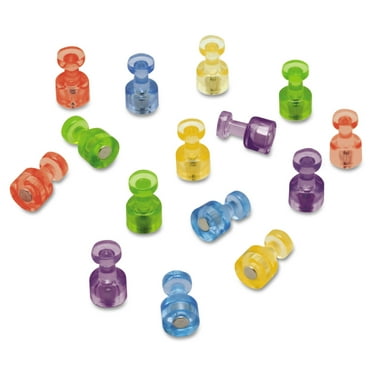 Officemate Push Pin Style Magnets, 10/Pack, Assorted Translucent Colors ...